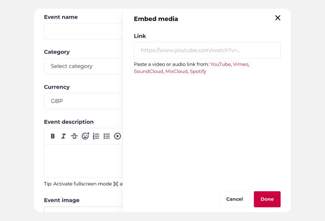 What's New: Embed media in your event descriptions
